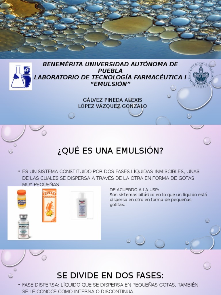 Emulsiones en Farmacología: Definición y Tipos | PDF | Emulsión ...