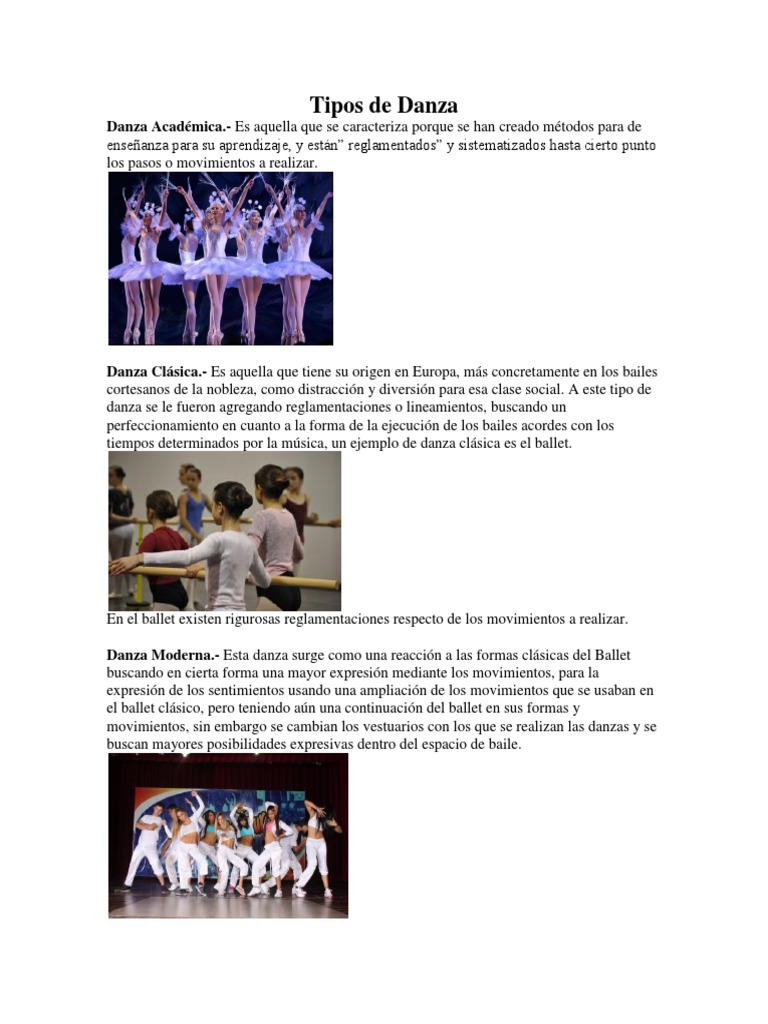 10 Tipos de Danzas | PDF | Ballet | Bailes
