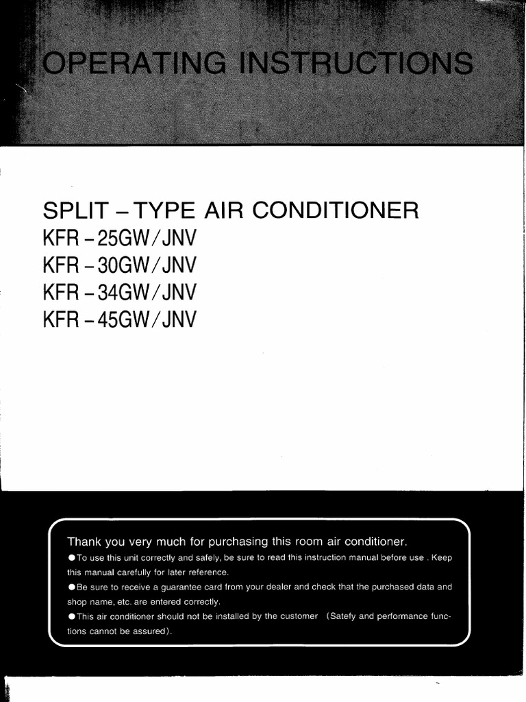Operation and Maintenance Manual for Split-Type Air Conditioners | PDF ...
