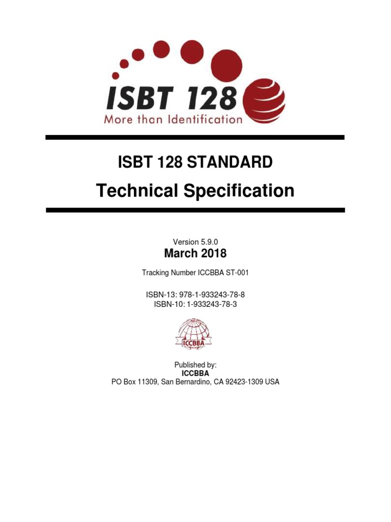ST 001 ISBT 128 Standard Technical Specification v5.9.0 PDF | PDF ...