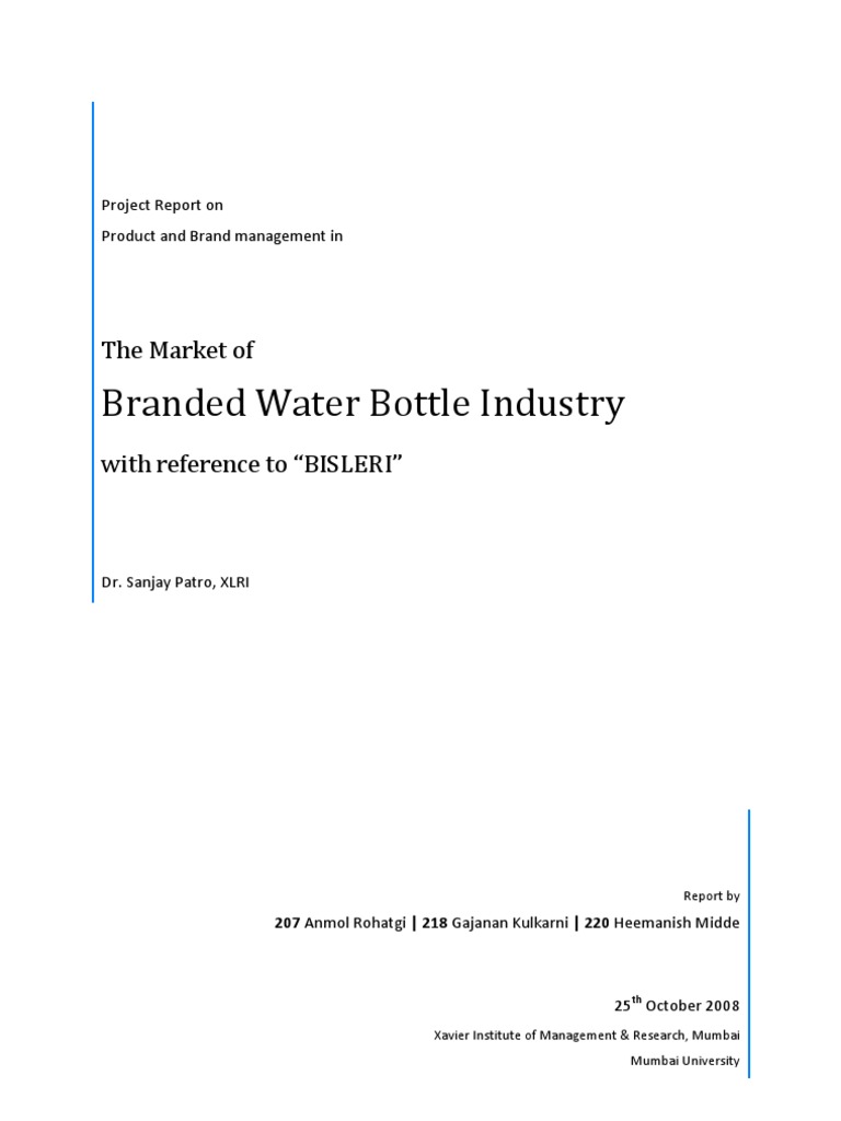 Branded Water Bottle Industry | PDF | Bottled Water | Purified Water