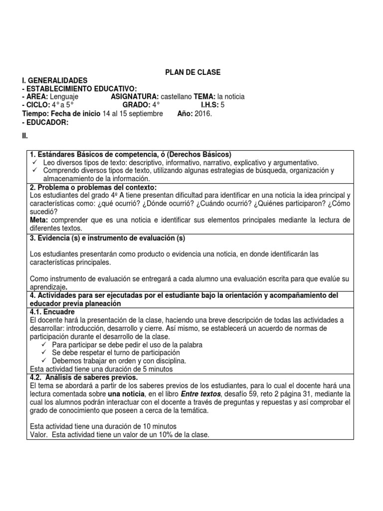 Clase La Noticia PDF | PDF | Evaluación | Maestros