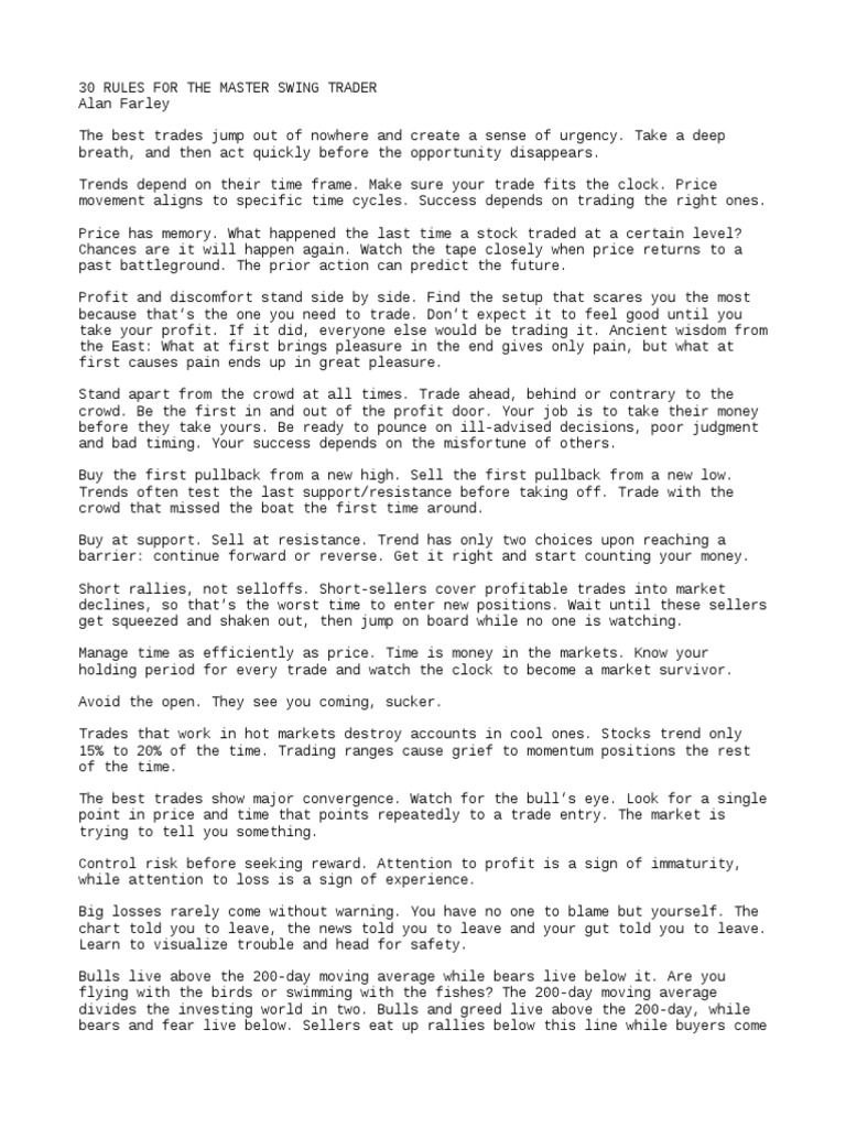 30 Rules For The Master Swing T - Farley, Alan | PDF | Market Trend ...