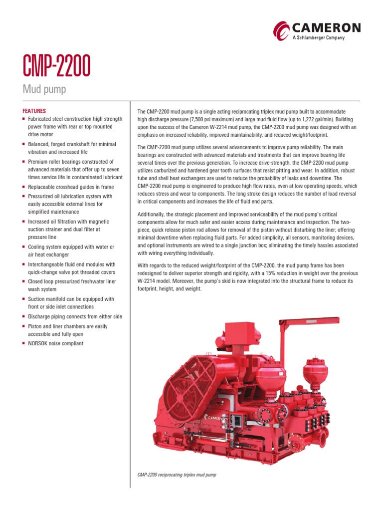 CMP 2200 Product Sheet | PDF | Pump | Bearing (Mechanical)