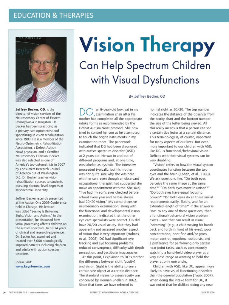 Vision Therapy Can Help Spectrum Children With Visual Dysfunctions by ...