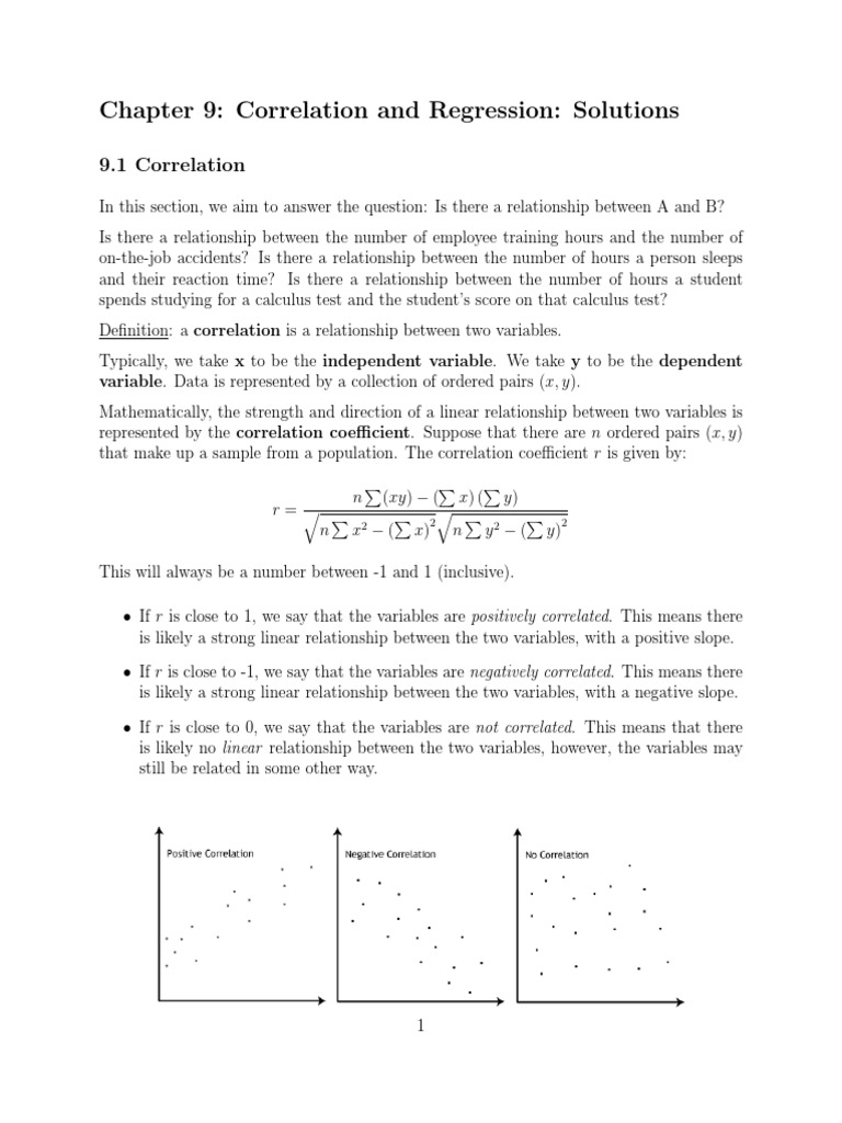 Chapter 9: Correlation and Regression: Solutions | PDF | Correlation And Dependence | Regression ...