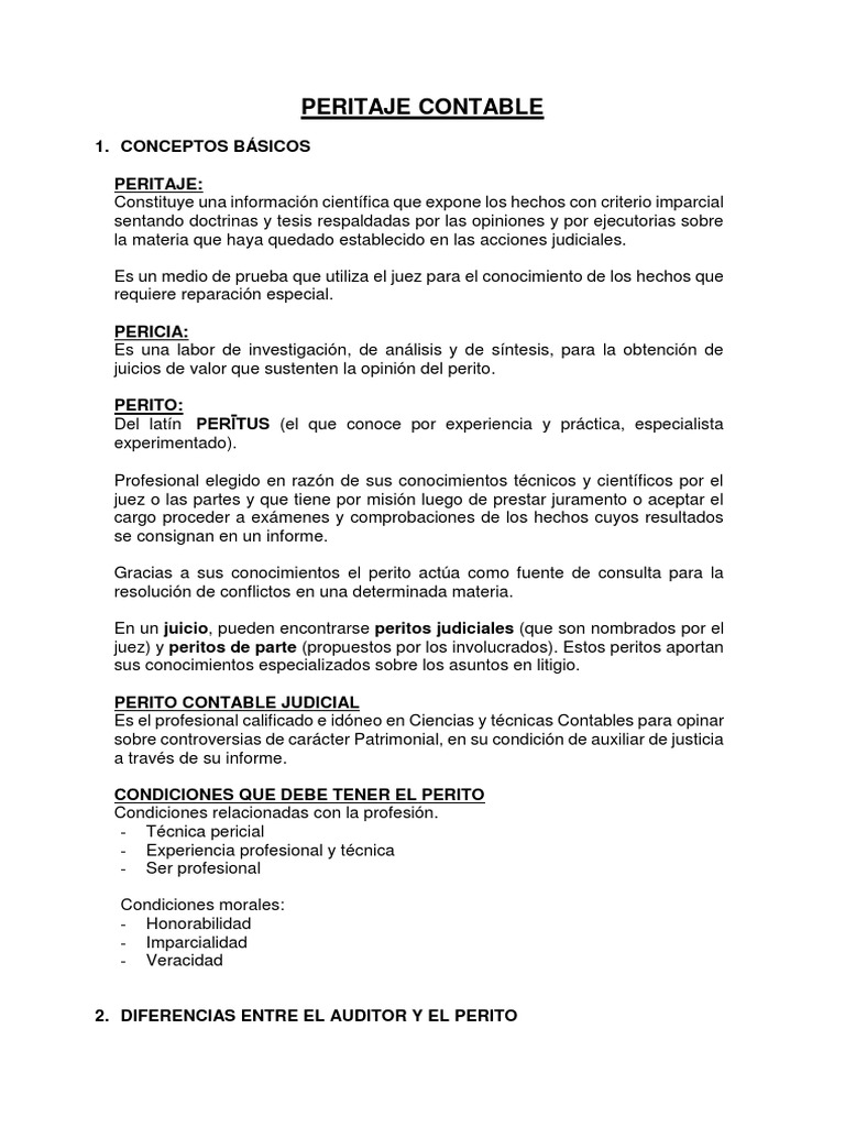 4 Peritaje Contable Conceptos y Definiciones | PDF | Testigo experto ...