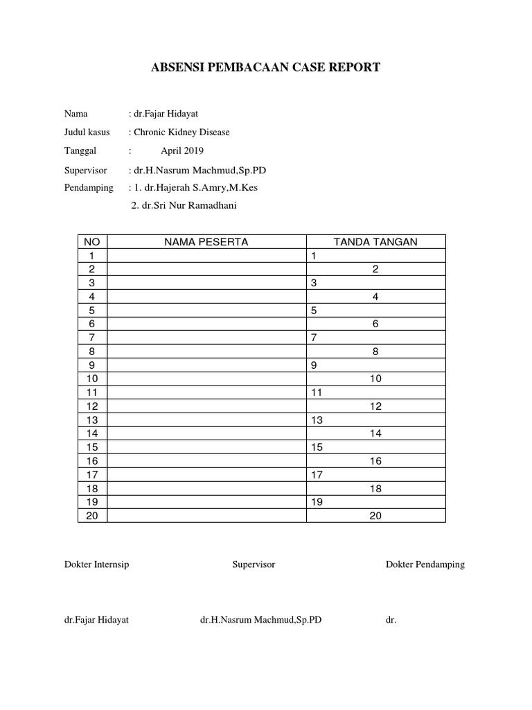 Absensi Pembacaan Case Report | PDF