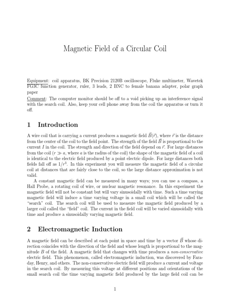 Magnetic Field Circular Coil 01-30-2017 | PDF | Electromagnetic ...