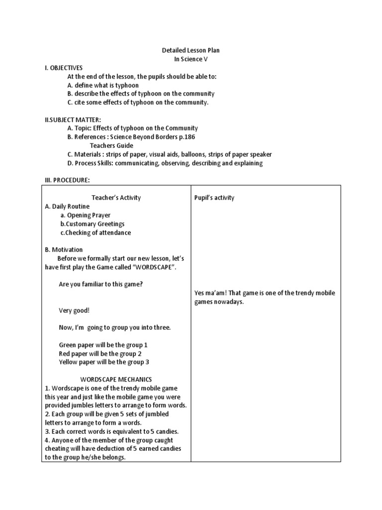 Detailed Lesson Plan | PDF | Flood