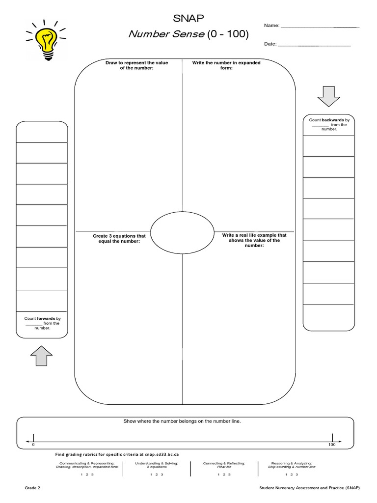 Number Sense: Snap (0 - 100) | PDF | Rubric (Academic) | Teaching ...