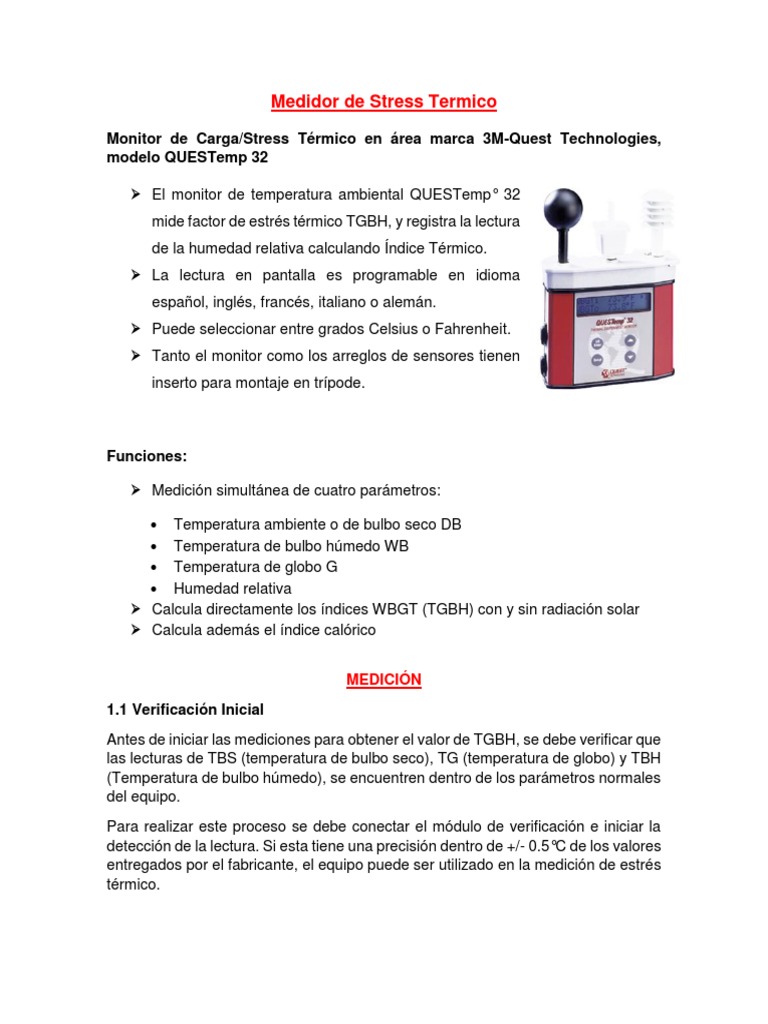Anexo Medidor de Stress Termico | PDF | Temperatura | Medición