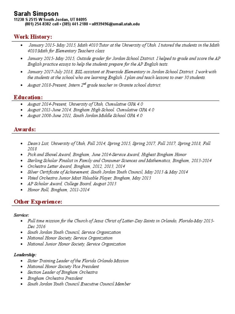 Sarah Resume | PDF