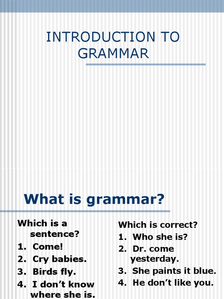 Introduction To Grammar | PDF | Part Of Speech | Noun