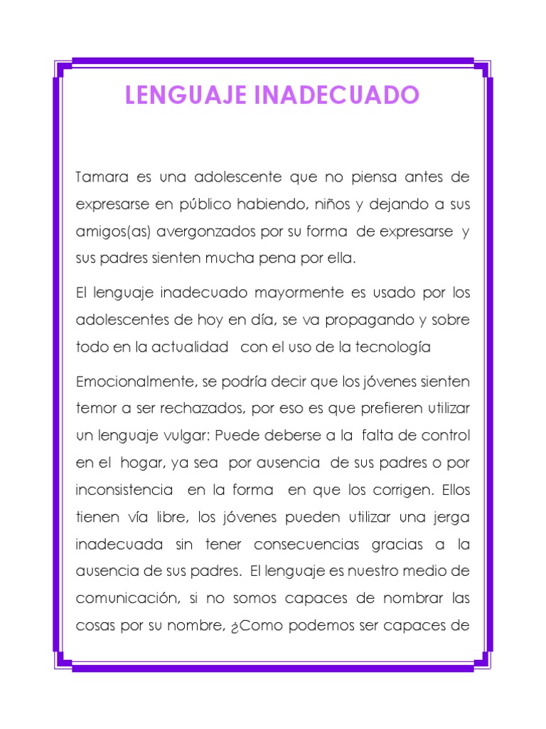 Lenguaje Inadecuado | PDF