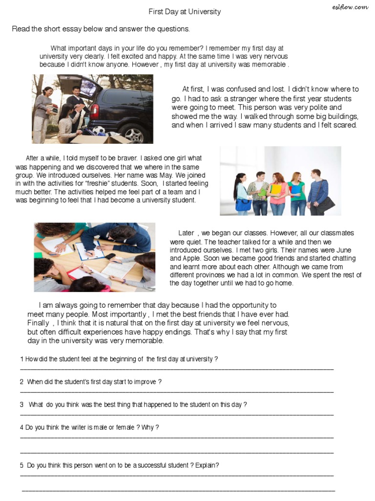 First Day at University Reading Comprehension Red PDF | PDF