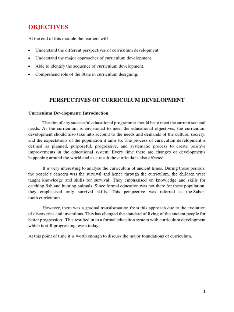 Objectives: Perspectives of Curriculum Development | PDF | Curriculum ...