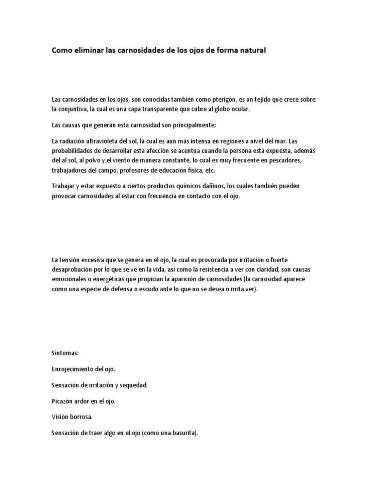 Como Eliminar Las Carnosidades de Los Ojos de Forma Natural | PDF | Ojo ...