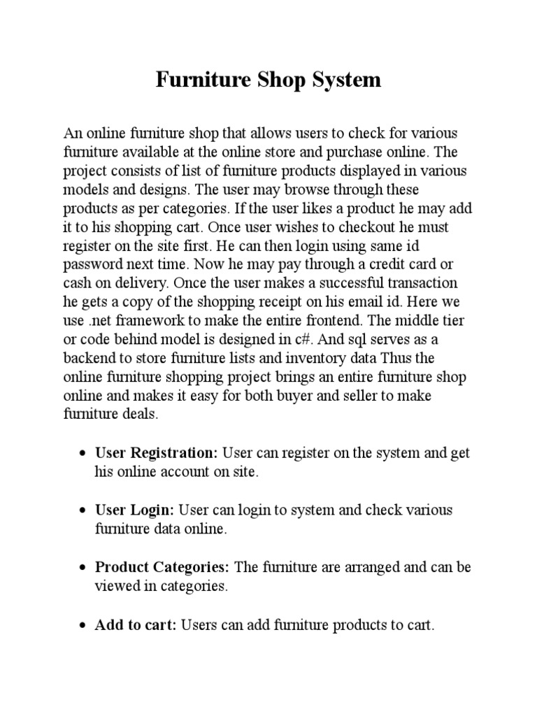 Furniture Shop System | PDF