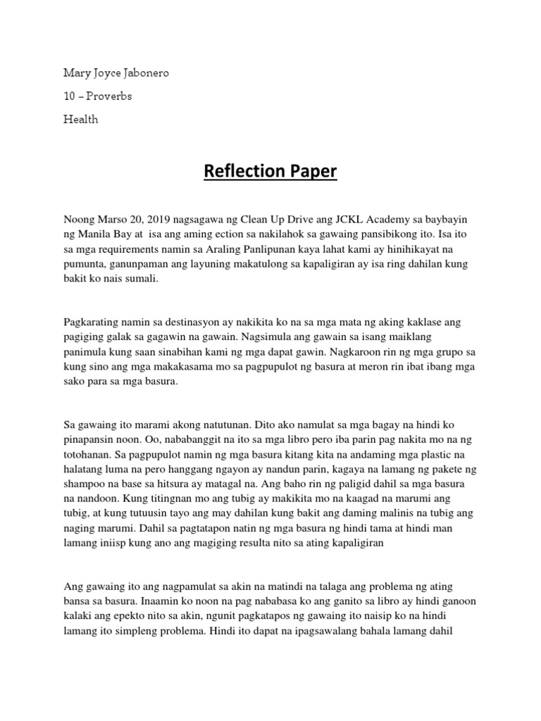 Health Reflection | PDF