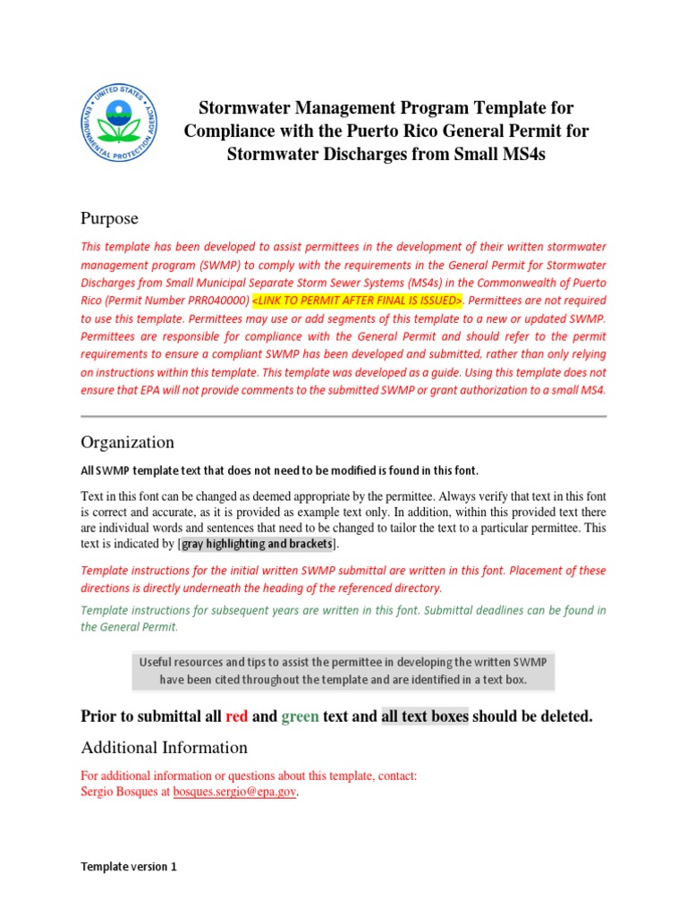 Stormwater Management Program Template | PDF | Stormwater | Water Pollution