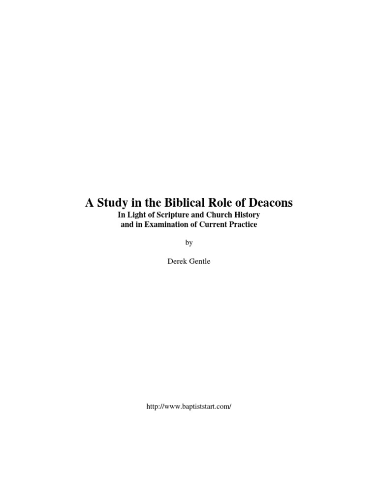 Role of Deacons | PDF | Elder (Christianity) | Deacon