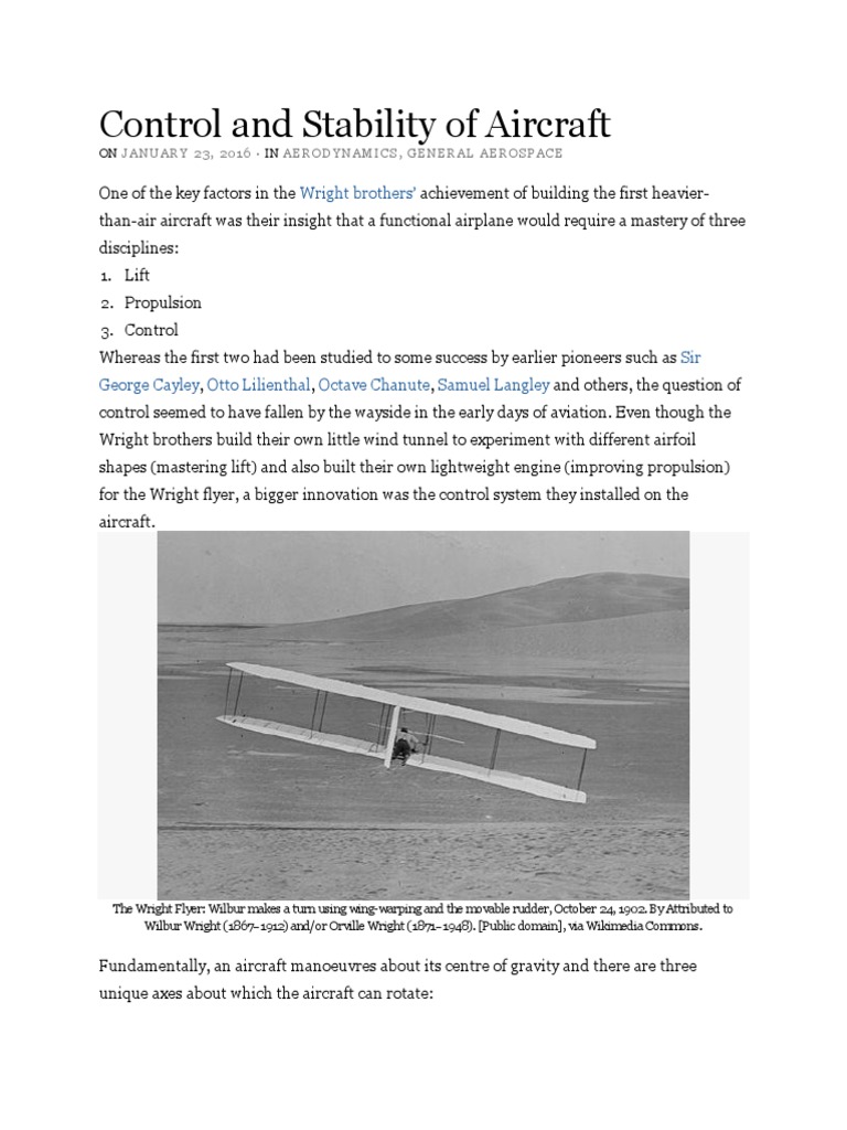 Control and Stability of Aircraft | PDF | Flight Control Surfaces | Aileron