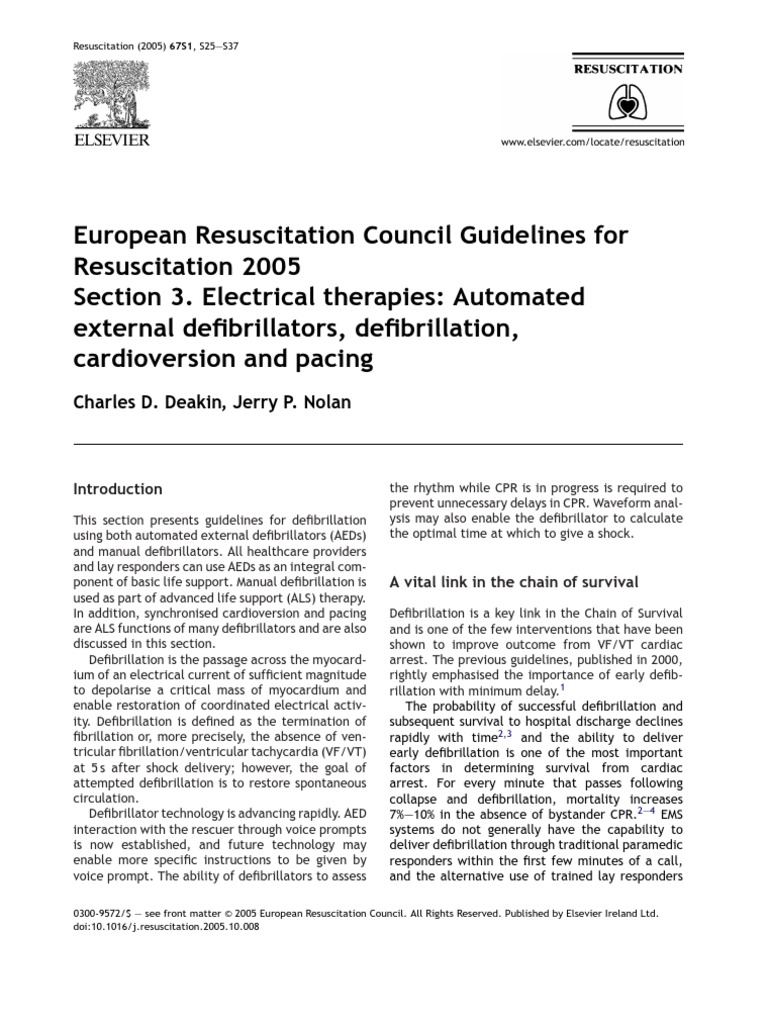 ERC Guidelines 2005 Electrical Therapies | PDF | Cardiopulmonary ...