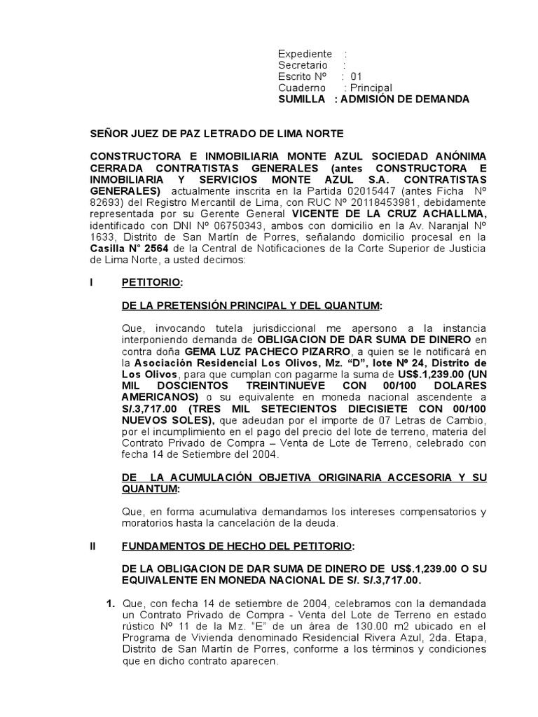 Demanda Laboral Obrero 728 | PDF | Pagos | Derecho empresarial