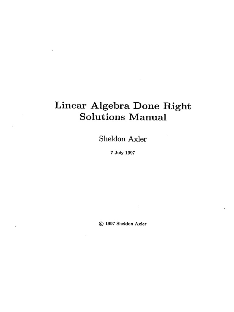 (Sheldon Axler) Linear Algebra Done Right Solution (BookFi) PDF | PDF