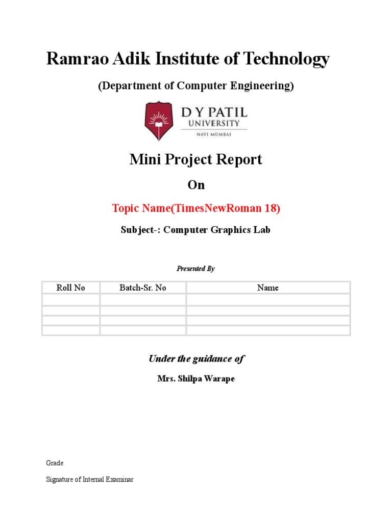 CG Mini Project Formate | PDF