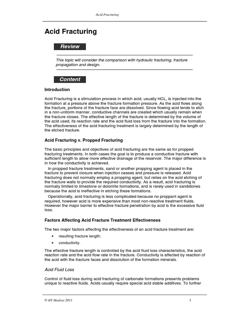 Acid Fracturing | PDF | Hydraulic Fracturing | Fracture