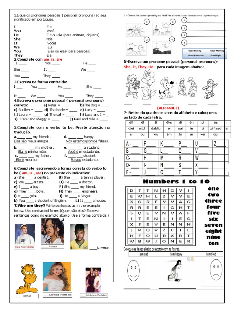 Exerc. 6º Ano Verbo To Be | PDF | Idiomas