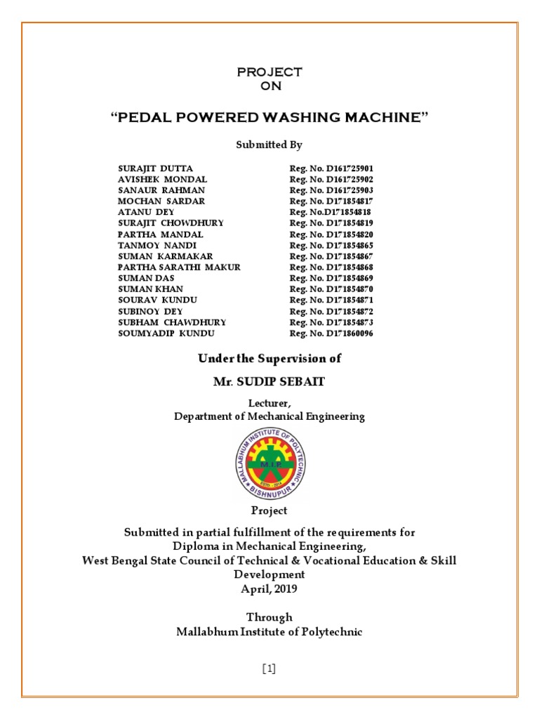 "Pedal Powered Washing Machine": Project ON | Download Free PDF ...