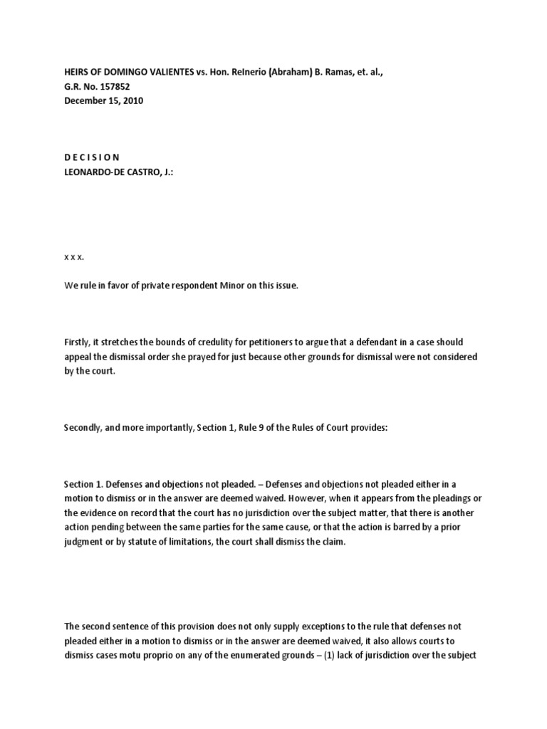 Heirs of Domingo Valientes | PDF | Laches (Equity) | Statute Of Limitations