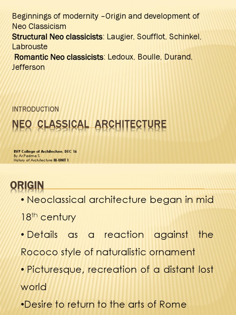 Neo Classical Architecture | PDF | Architectural Design | Architecture