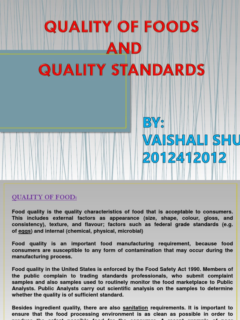 Quality Food Standards | PDF | Iso 9000 | Foods