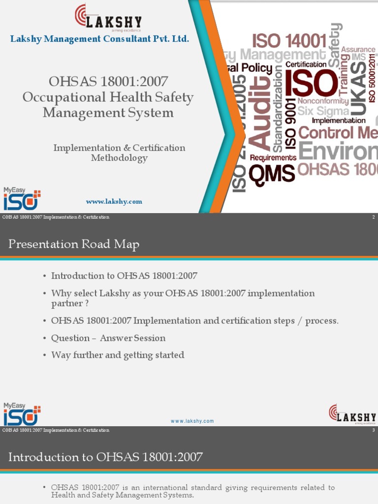 OHSAS 18001-2007 Implementation & Certification Methodologies - Lakshy ...