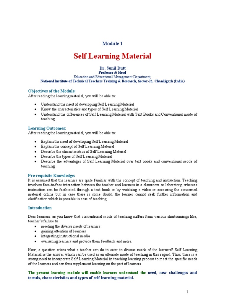 Self Learning Material | Download Free PDF | Behaviorism ...