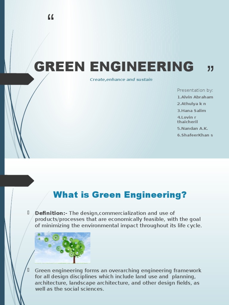 Green Engineering: Create, Enhance and Sustain | PDF | Biodiesel ...