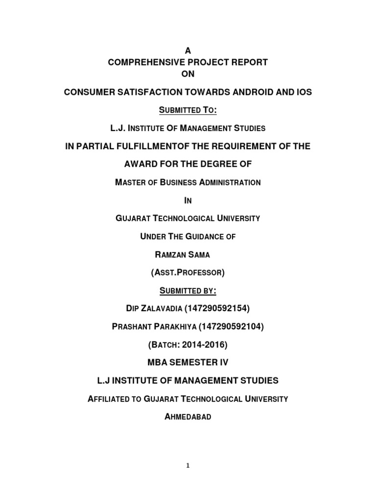 Consumer Satisfaction Towards Ios and Android | PDF | Ios | Android (Operating System)