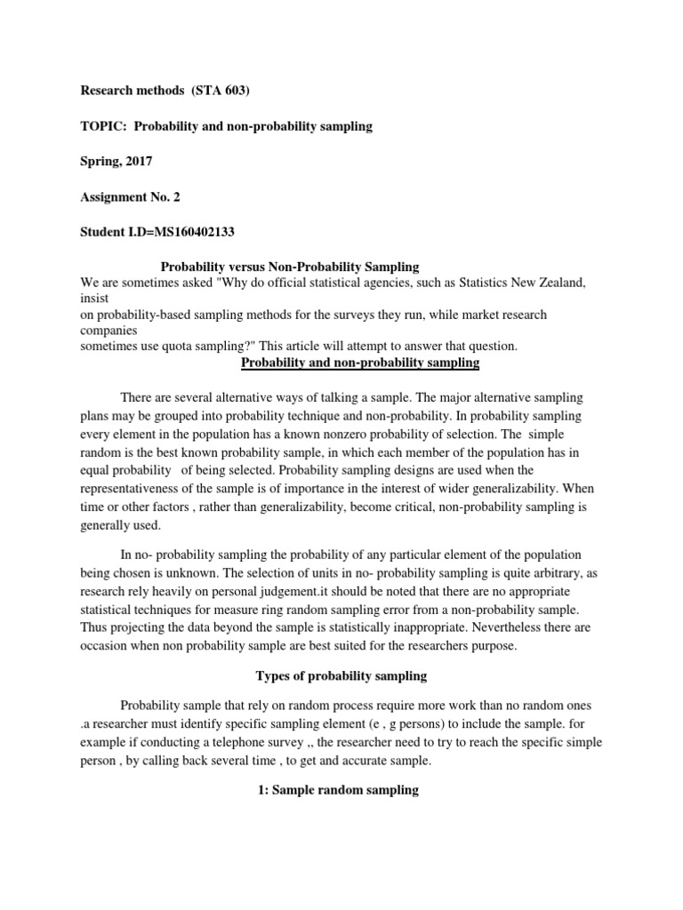 Probability and Non-Probability | PDF | Sampling (Statistics) | Randomness