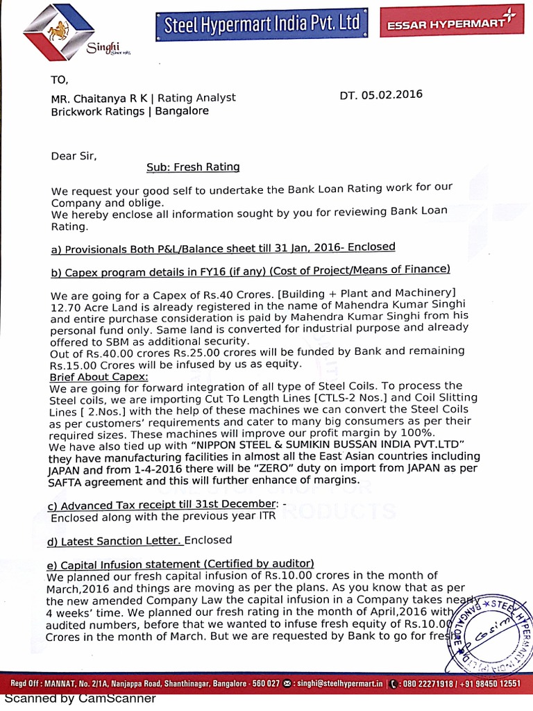 Letter For Rating | PDF