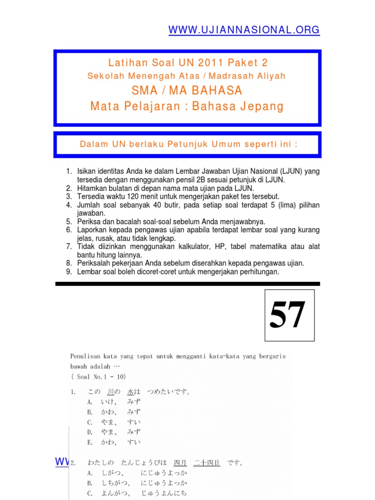 Latihan Soal Bahasa Jepang | PDF