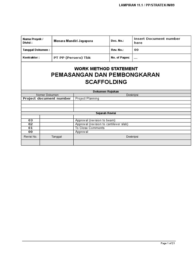 Methode Statement Scaffolding | PDF