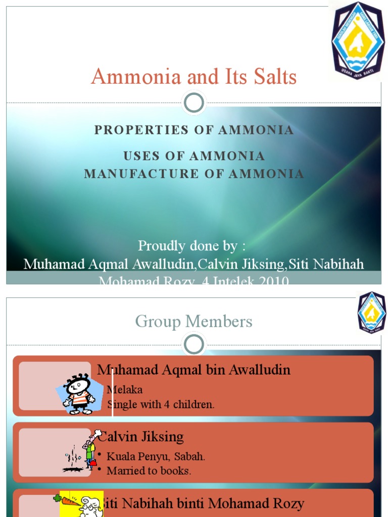 Chemistry - Ammonia and Its Salt (Slide Show) | PDF | Ammonia | Chemistry