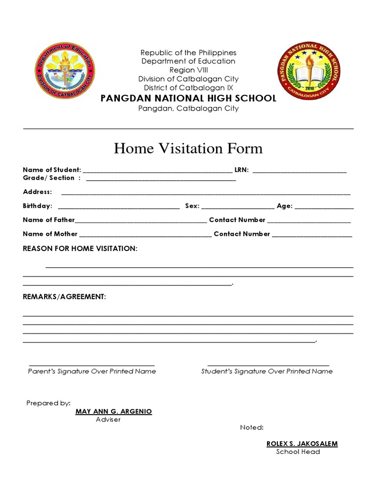 HOME VISITATION Form | PDF