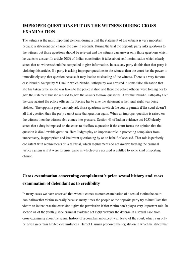 Cross Examinaton of Witness | PDF | Cross Examination | Witness