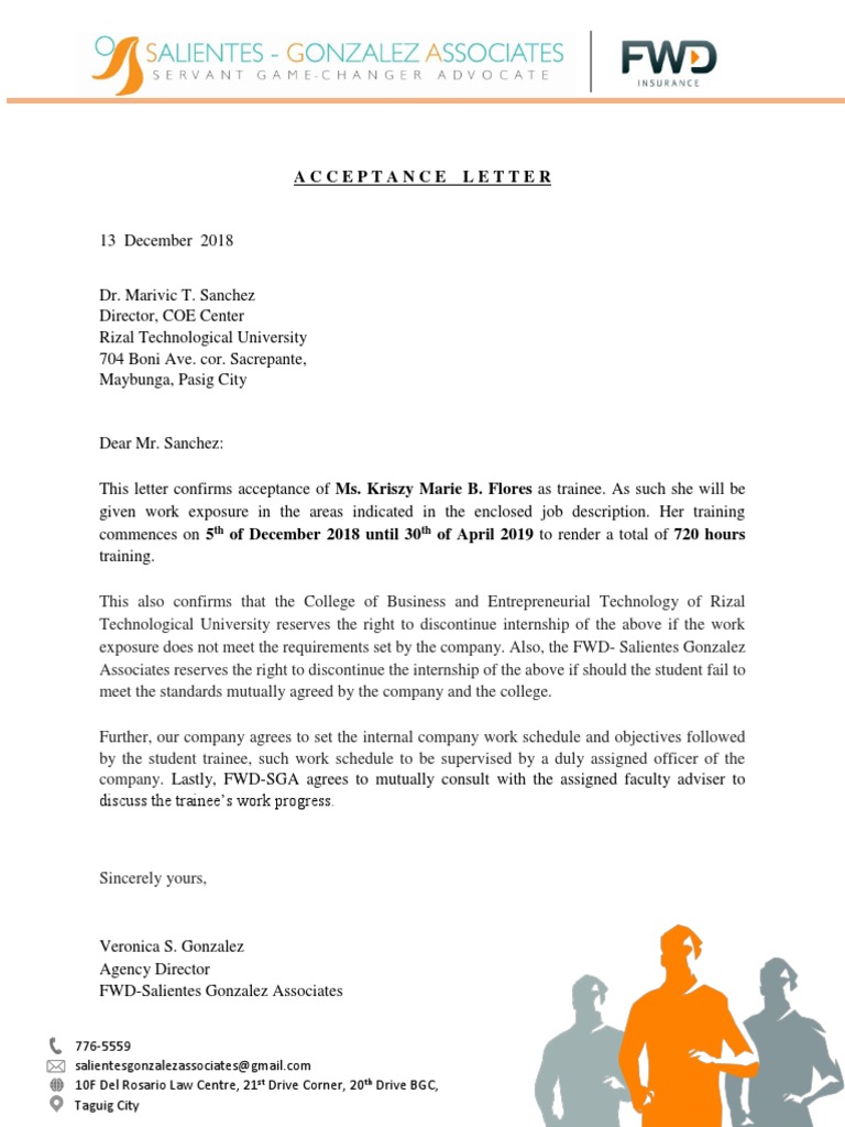 Acceptance Letter OJT | PDF | Business