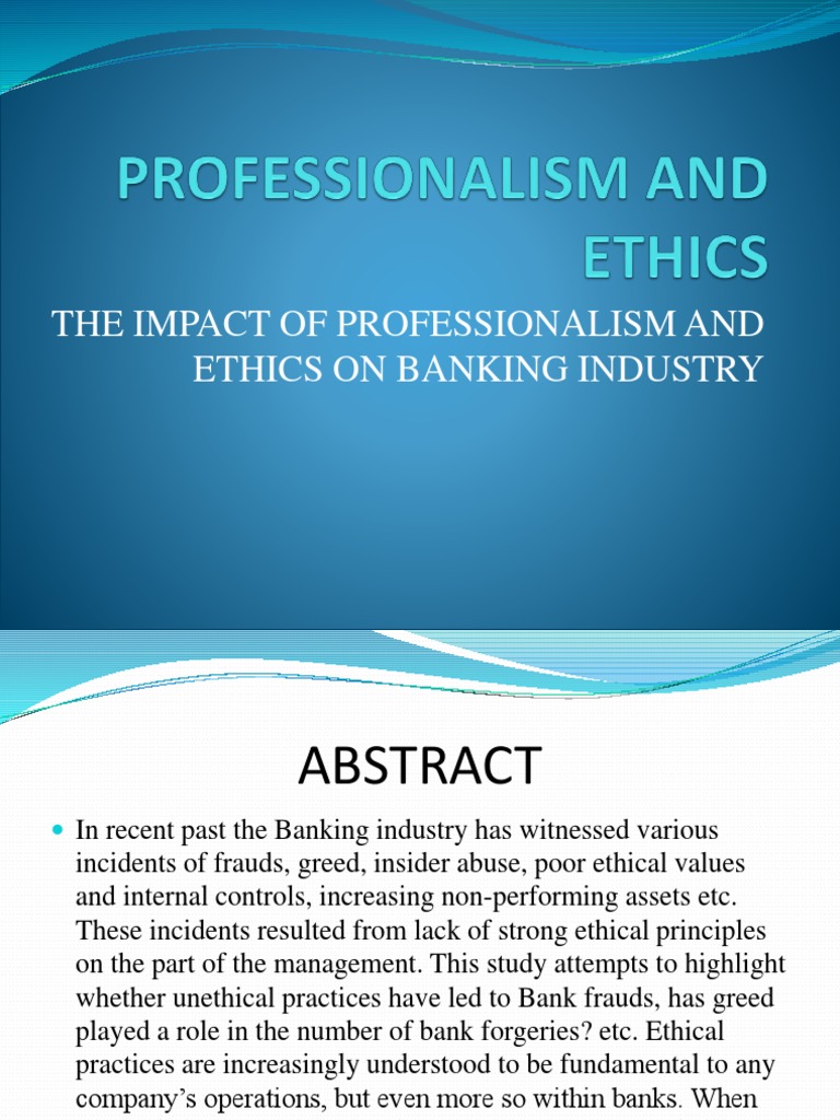 Professionalism and Ethics | PDF | Business Ethics | Banks
